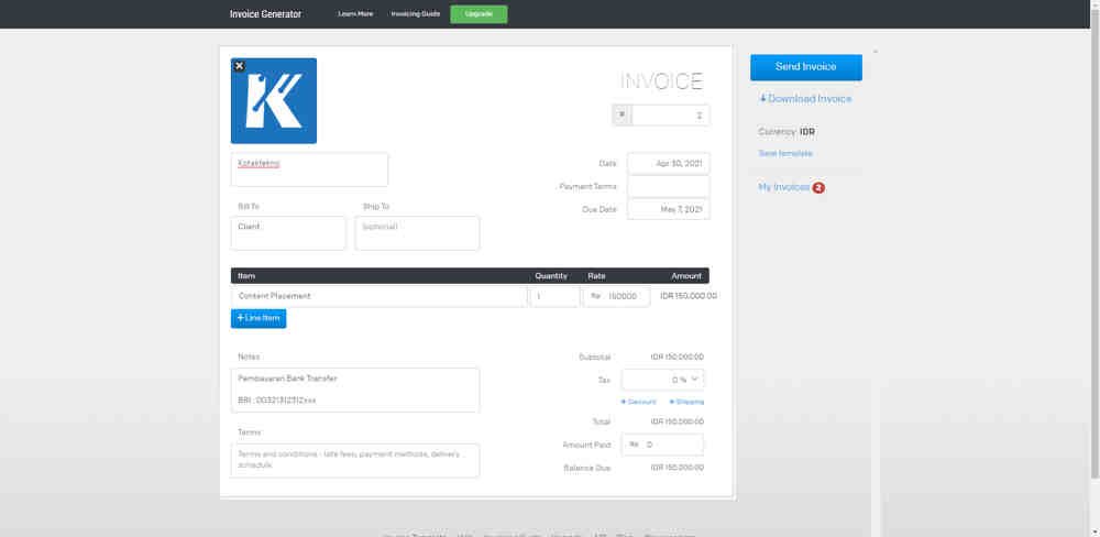 2 Cara Membuat Invoice Tagihan Pembayaran