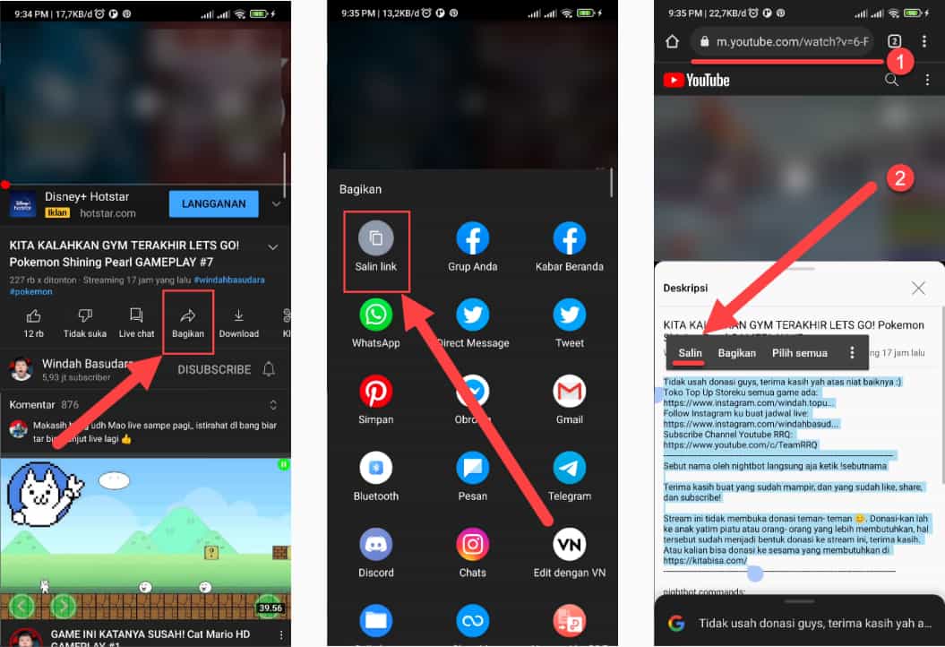 Cara Salin Deskripsi Youtube di HP