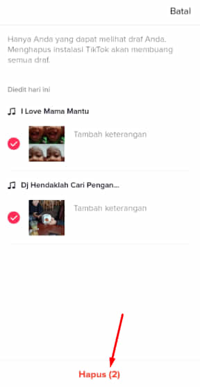 Cara Menghapus Draf Tiktok